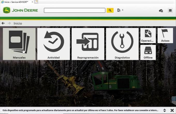 2025 John Deere schweres Diagnosetool mit Laptop bereit zum Arbeiten